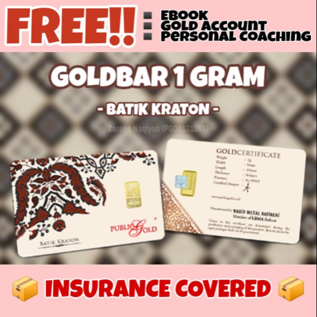 🔥[EMAS PATUH SYARIAH] EMAS GOLDBAR 1 GRAM PUBLIC GOLD BATIK KRATON ...