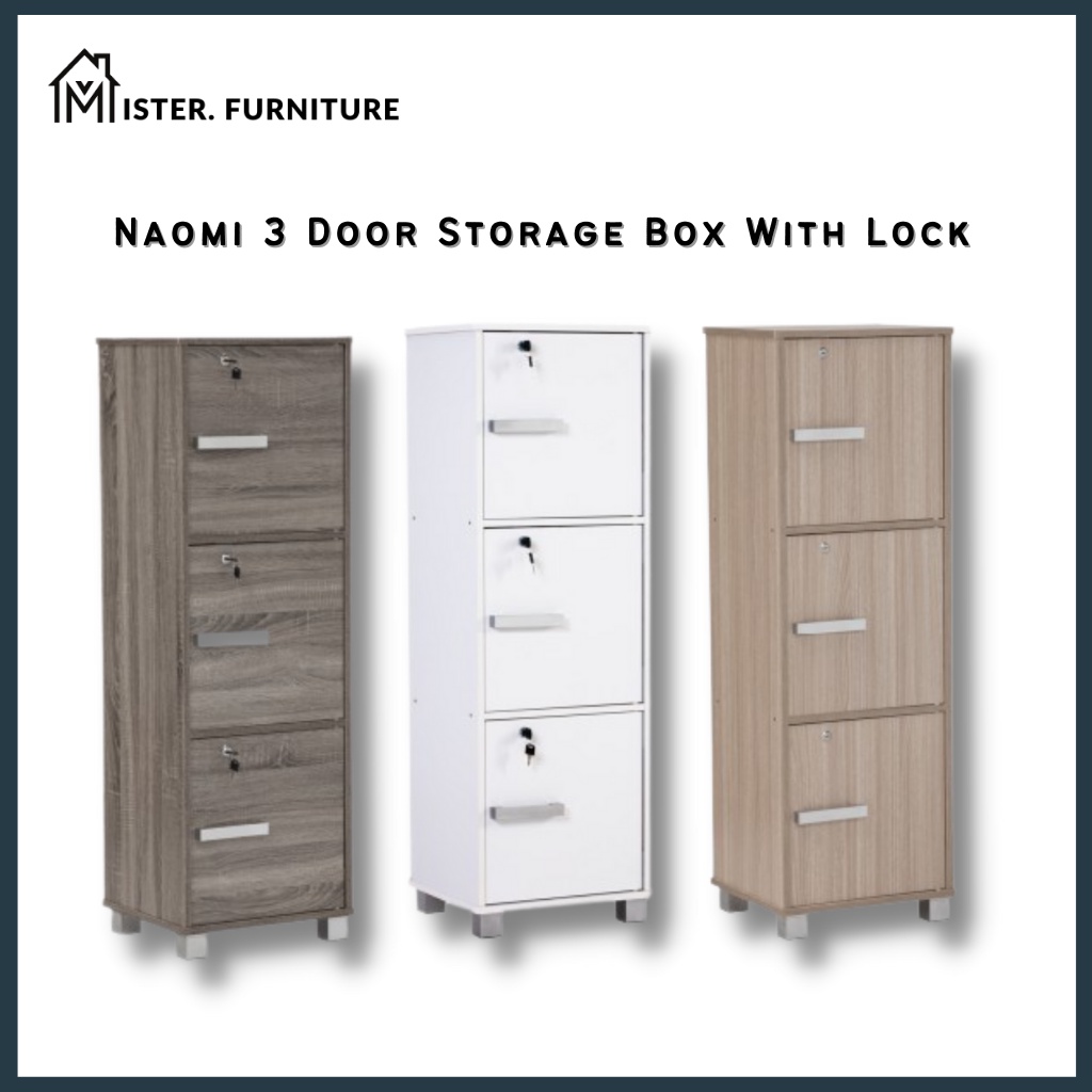 NAOMI 3 Door File Cabinet With Lock Locker Office Locker Cabinet ...