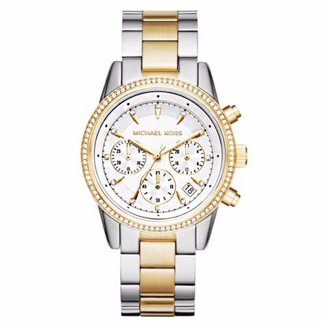 Women Watch MK6474 Ready Stock Ritz Two-Tone Chronograph Wristwatch ...