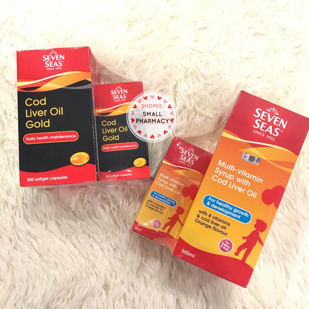 SEVEN SEAS Cod Liver Oil Gold 500s + 500s / Multi-vitamin Syrup w Cod ...