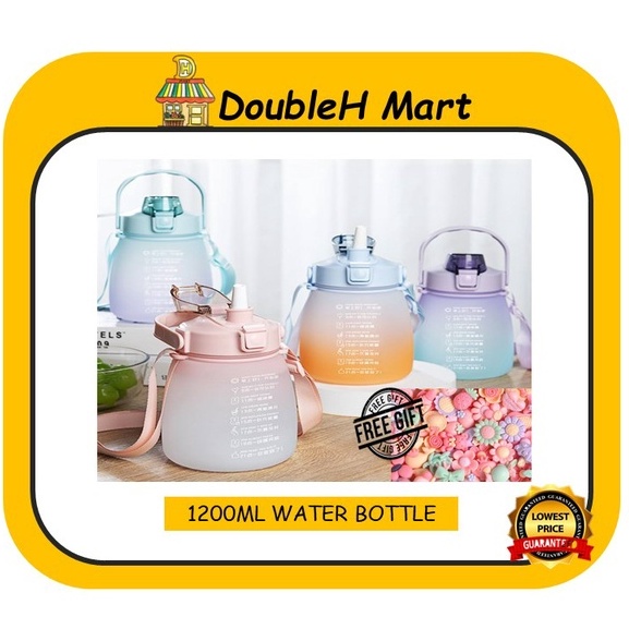 1200ml Cute Water Bottle with 3D Stickers Bottle Botol Air Viral/Botol ...