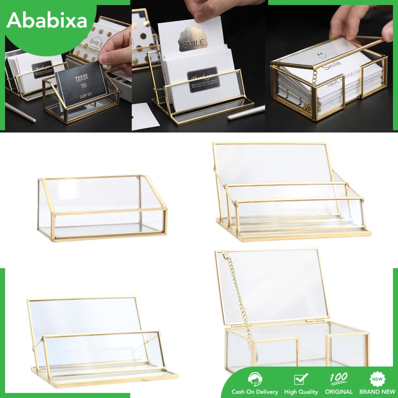 [AbabixaMY] Clear Business Card Holder Glass Name Card Stand Organizer ...