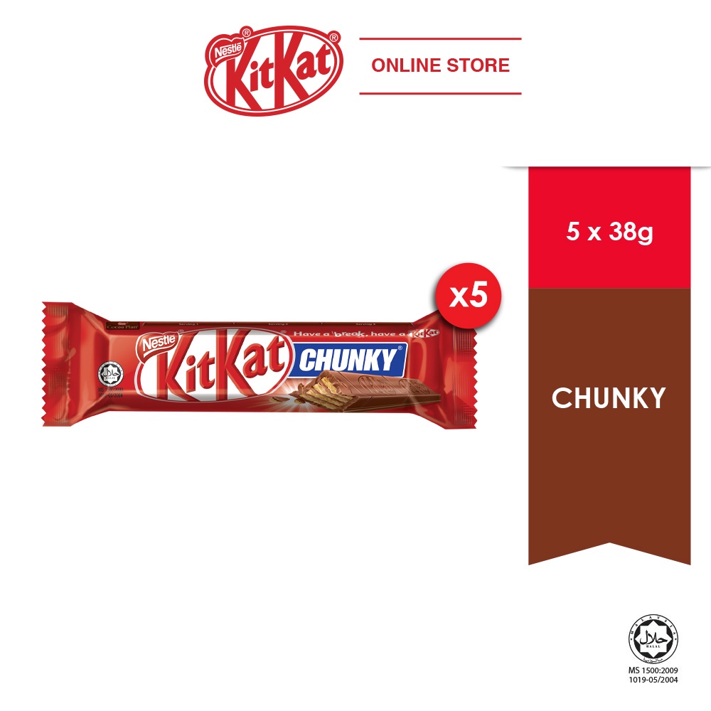 Nestle KitKat Chunky Chocolate Bar 38g x5 bars [Exp Date: Aug'24 ...