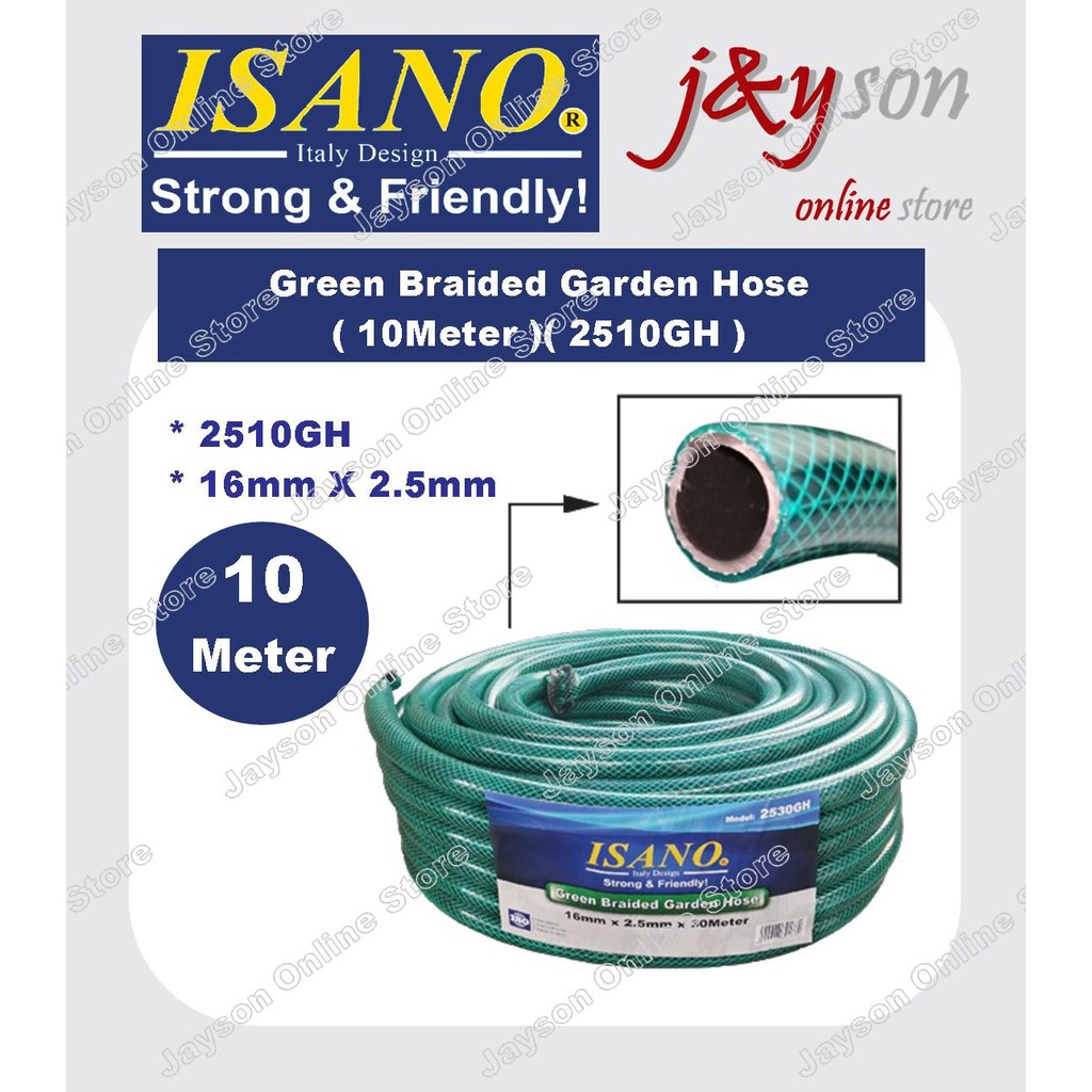 ISANO 2510GH 10 Meter Green Braided Garden Hose ( 16mm x 2.5mm x ...
