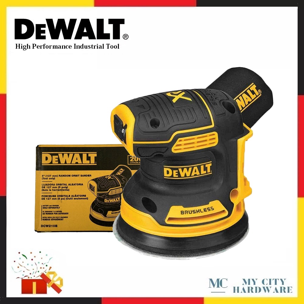 DEWALT DCW210N-XJ 125mm ( 5" ) 20V Brushless Cordless Orbital Sander ...