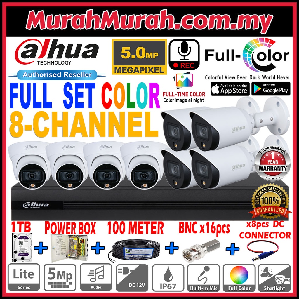 Dahua COLORVU Full Time Colour Audio 🌟8 CHANNEL🌟 5.0MP FULL SET CCTV ... Dahua COLORVU Full Time Colour Audio 🌟8 CHANNEL🌟 5.0MP FULL SET CCTV ...