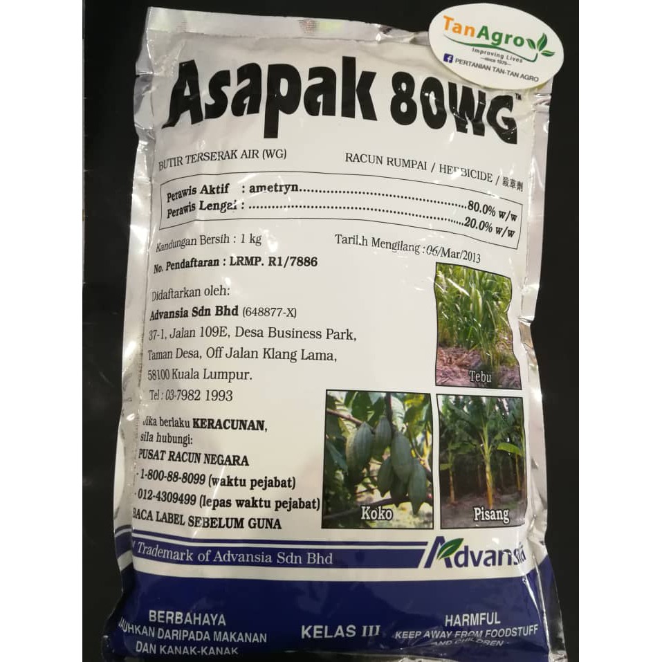 👉🏻ASLI👈🏻 Racun rumput Advansia Asapak 80WG (A.i ametryn 80%) 1kg ...