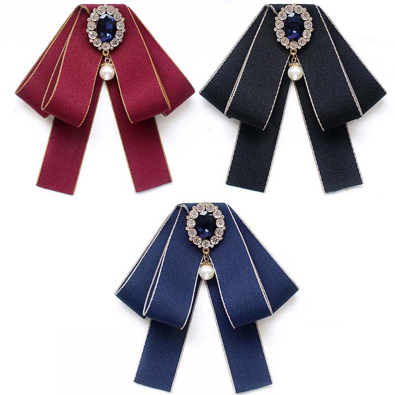 Women's All-match Bow Tie Crystal Pearl Pendant Collar Flower ...