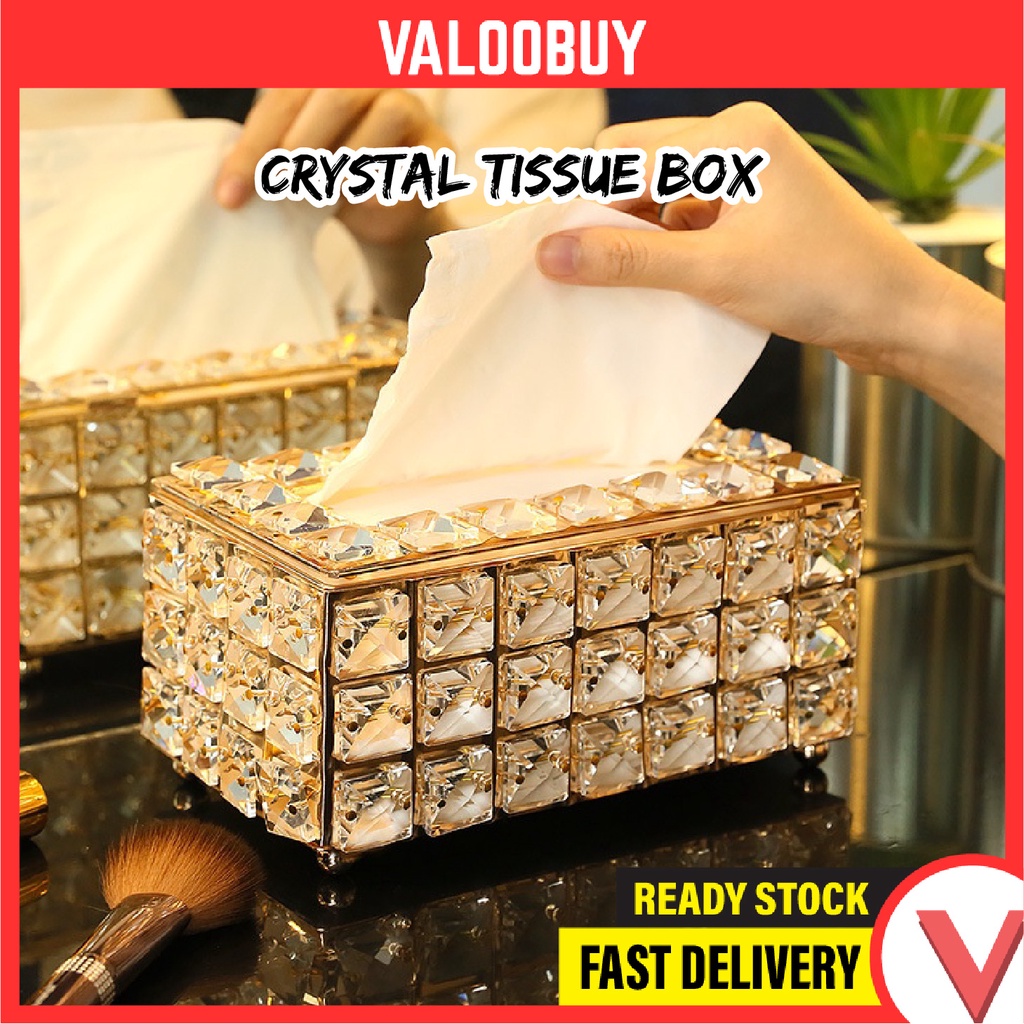 European-Style Crystal Tissue Box Paper Towel Luxury Crystal Storage ...