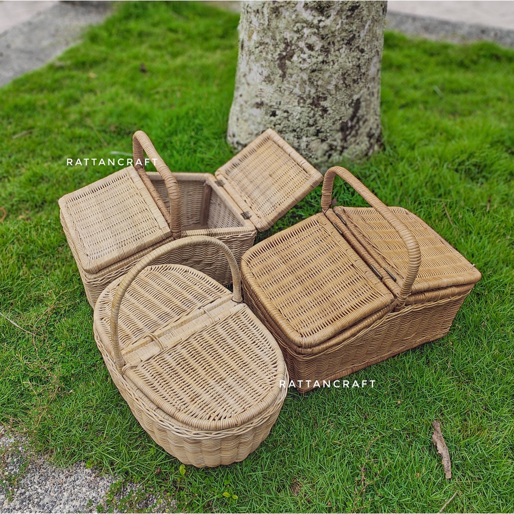 Bakul Picnic Rotan / Rattan Picnic Basket / Bakul Kucing | Shopee Malaysia