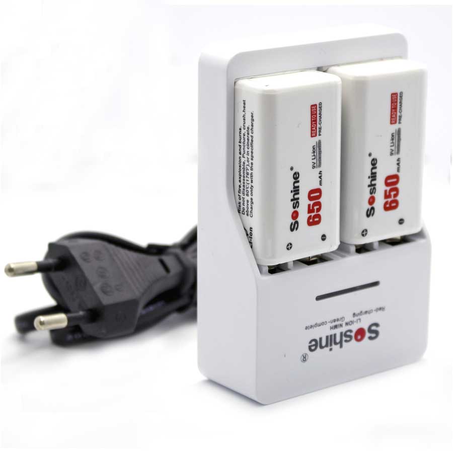 Soshine 9V 6F22 Li-ion Ni-MH LiFePO4 Rechargeable battery charger V1(Fe ...