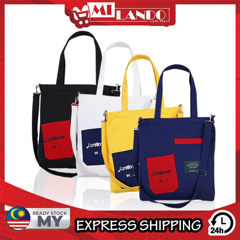 MILANDO Canvas Tuition Bag Tote bag Multifunction Canvas Bag Korean ...