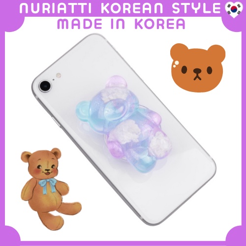 Korean Purple Colorful Teddy Bear Phone Grip Pop Socket | Shopee Malaysia