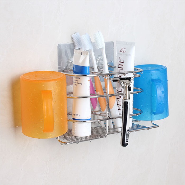 Non-drilling wall mounted Toothbrush Rack( with Cups) | Shopee Malaysia