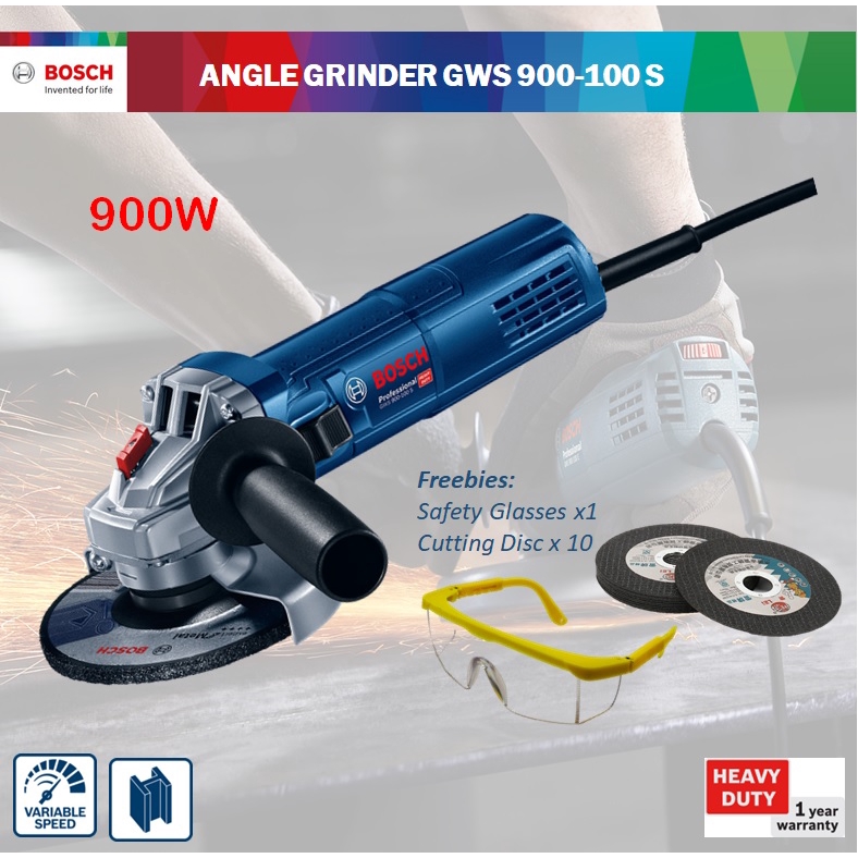 BOSCH GWS 900-100S 900W Professional Angle Grinder with Variable Speed ...