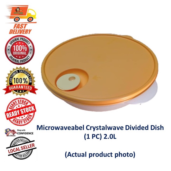 TUPPERWARE MICROWAVEABLE CRYSTALWAVE DIVIDED DISH (1 PC) 2.0L | Shopee ...