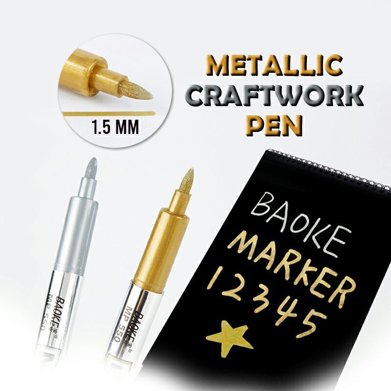 Baoke Metallic Craft Work Pen Marker 1.5MM Multi Surface Pen MP550 ...