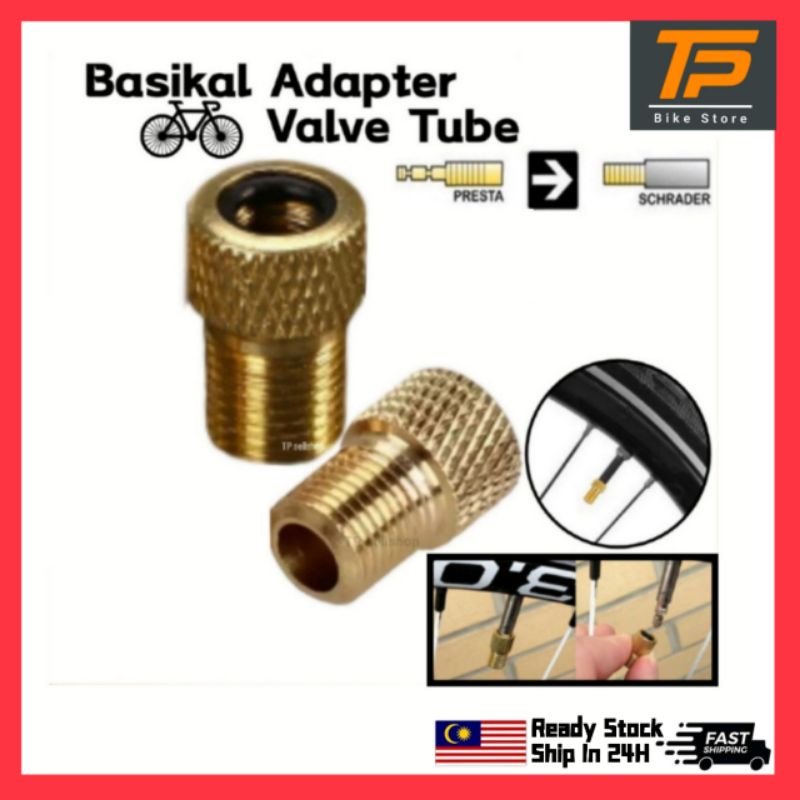Bicycle Tembaga Tube Adapter Presta to Schrader Valve Adapter FV to AV ...