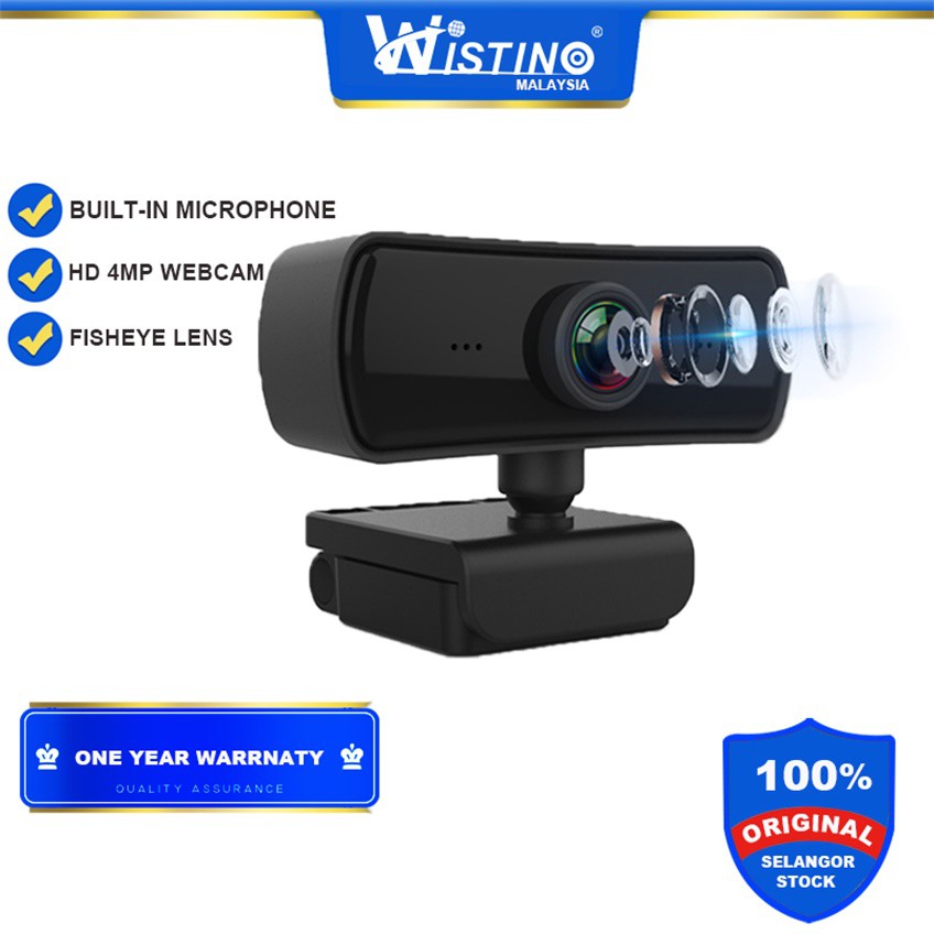 (Selangor Stock)Wistino 4MP HD Webcam Built-in Dual Mics Smart Web ...