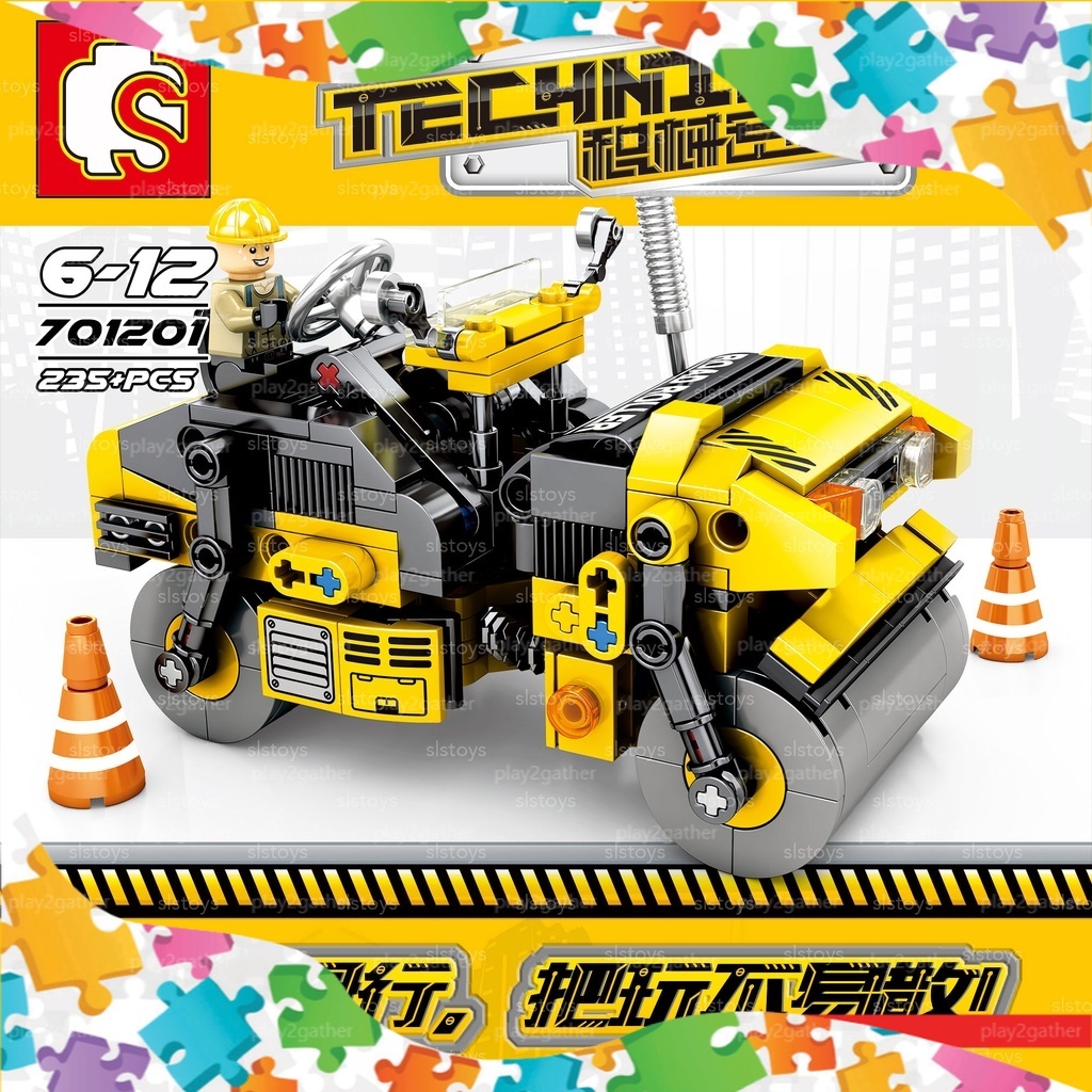 Sembo Technique 701201 Road Roller Vehicle Machine Truck Toys Bricks ...