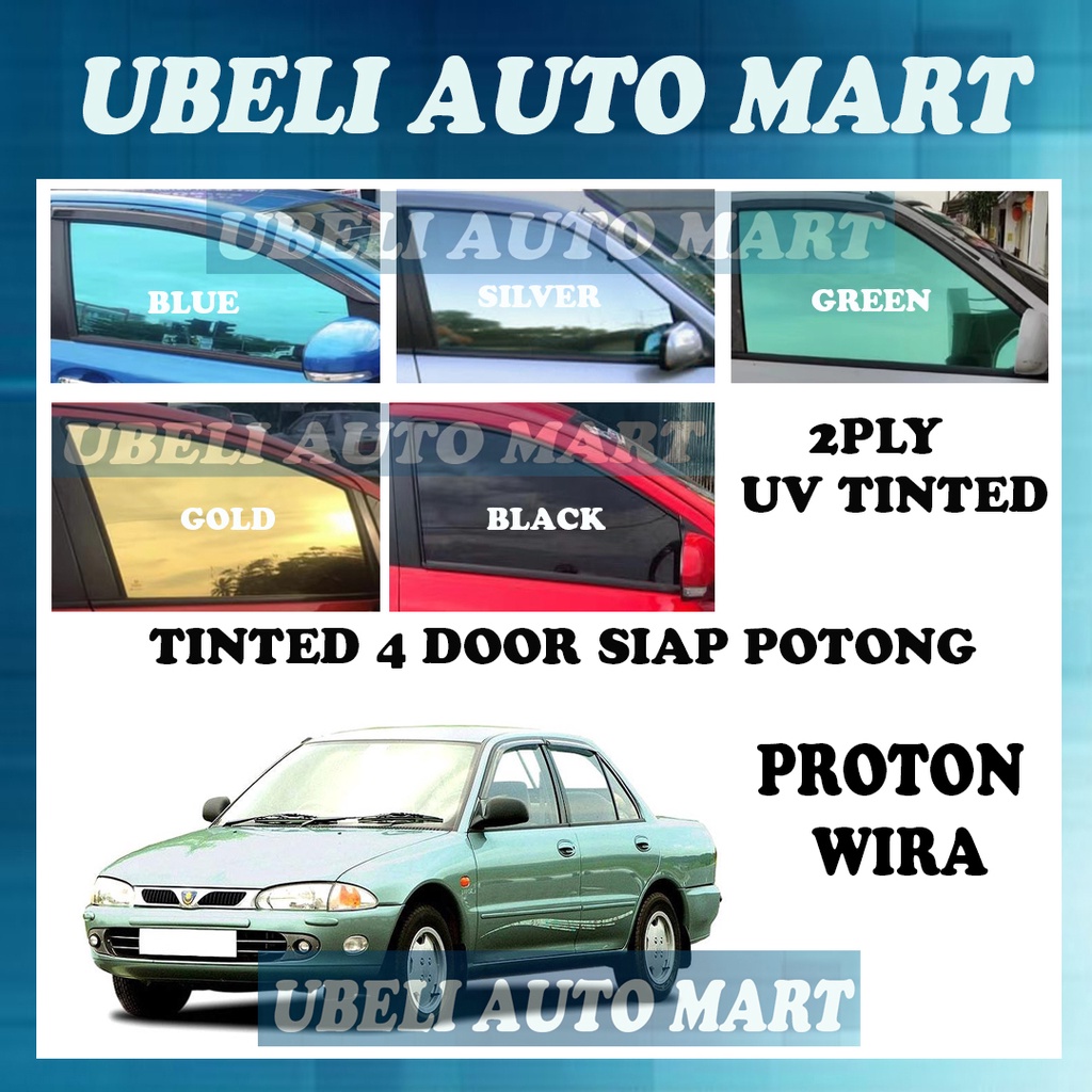 Proton Wira 4 Door Tinted UV 2Ply Siap Potong Tinted Kereta Dark Black ...