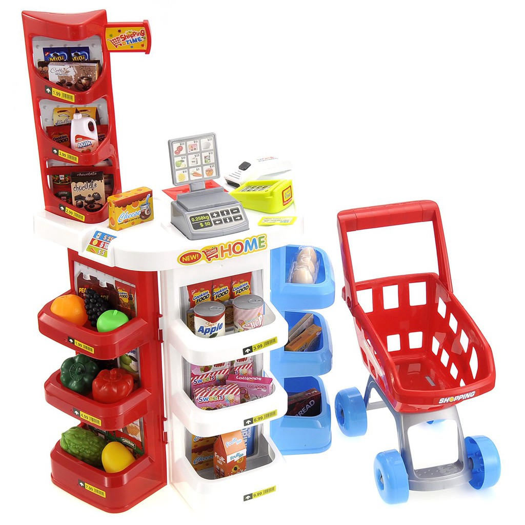 Luxury supermarket kids pretend play toys grocery stall pretend play ...