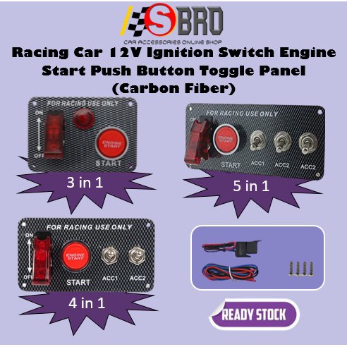Racing Car 12V Ignition Switch Engine Start Push Button Toggle Panel ...