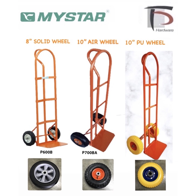 [100% ORIGINAL] MYSTAR P SHAPE HANDLE ORANGE HAND TRUCK TROLLEY (MADE ...