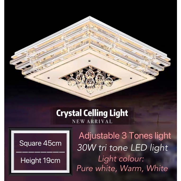 Crystal light ceiling light LED ceiling light luxurious 3 colour led ...