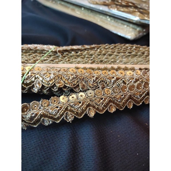 Gold Sequin thread border lace | Shopee Malaysia