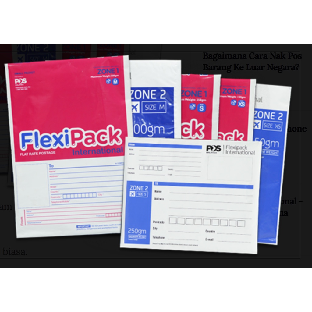 Pos Malaysia Flexipack International Zone 1 & Zone 2 (XS / S / M / L / XL) | Shopee Malaysia