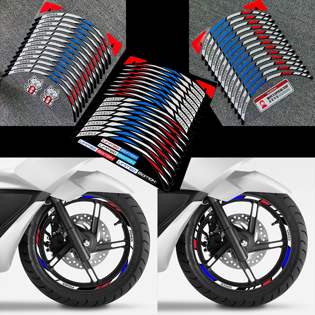 10" 12" 14"Wheel Strips Motorcycle Wheel Tire Stickers Car Reflective ...