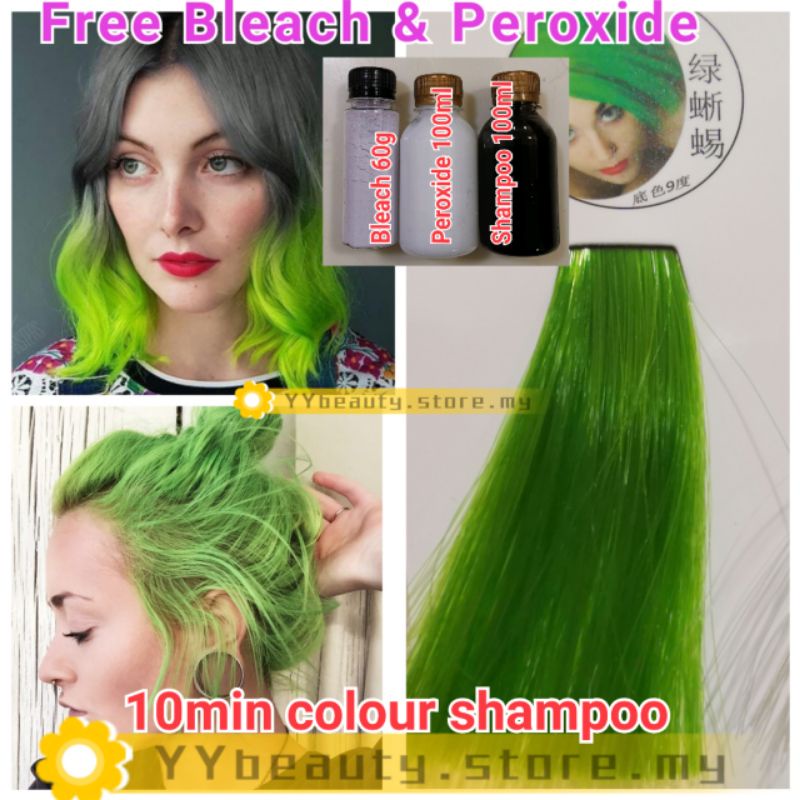 DIRECT ASH-GREEN HAIR COLOR KIT 100ML+FREE BLEACH&PEROXIDE dye hair ...