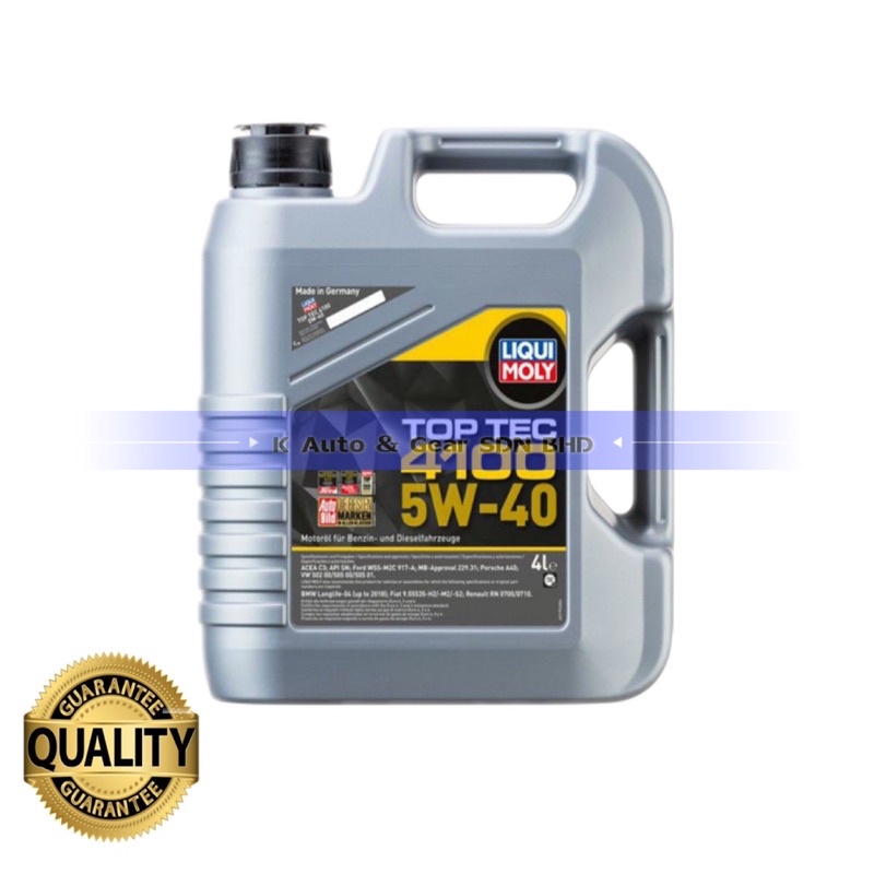 (100% Original) Moly Top Tec 4100 5W40 Engine Oil (4L)/(5L) | Shopee ...