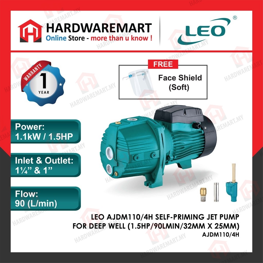 LEO AJDM110/4H Self-Priming Jet Pump for Deep Well Pam Air Perigi 水泵 [1 ...