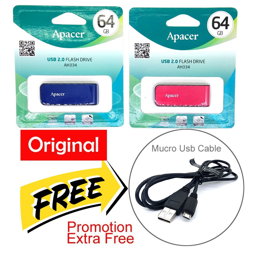 Official Apacer 64GB AH334 USB 2.0 Flash Drive / Pendrive | Shopee Malaysia