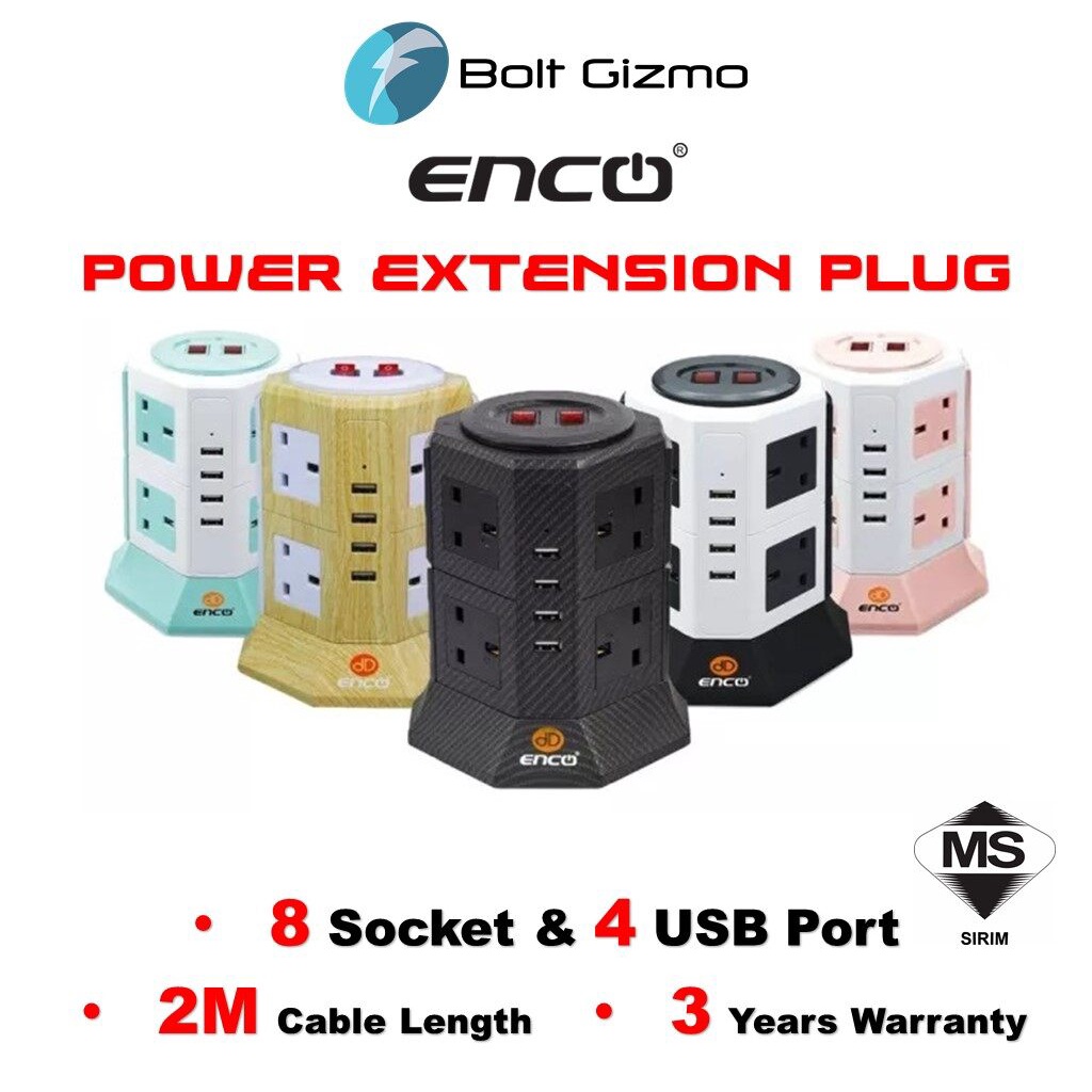 ENCO Smart Extension Plug Tower Surge Overload Protector Socket ...