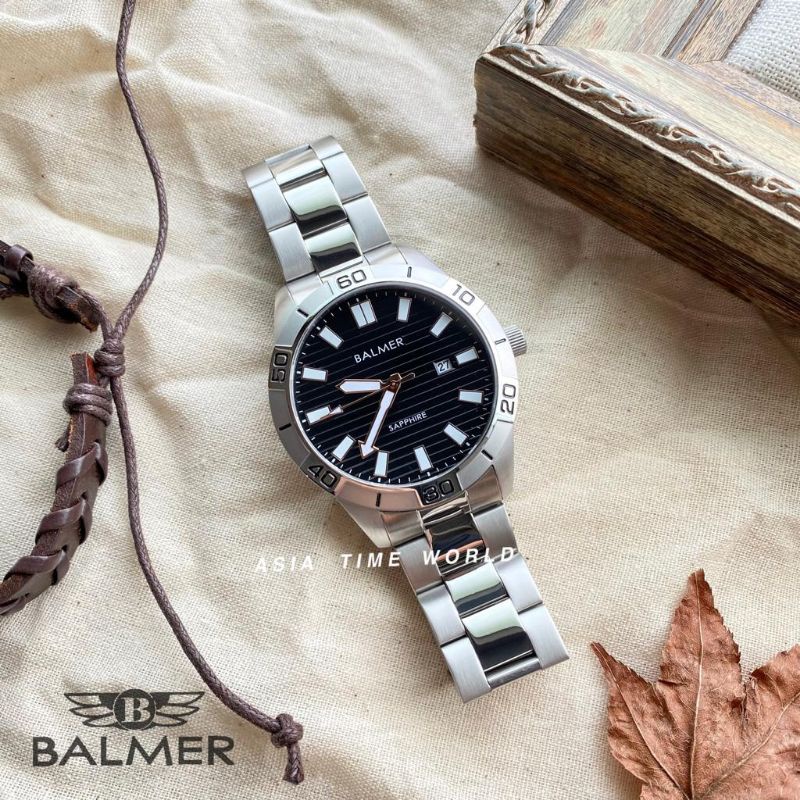 BALMER | 8166G SS-48 Sapphire Men's Watch with Black Dial Silver ...