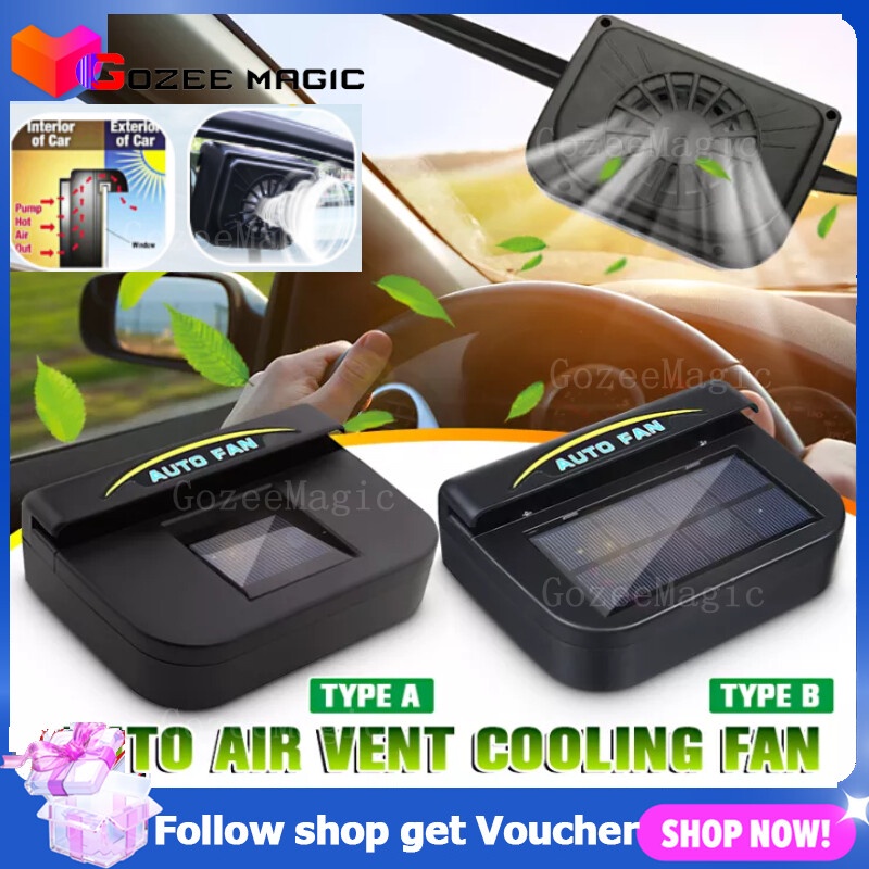 1 /2 Piece Solar Powered Auto Car Cooling Fan Ventilator Exhaust Fan ...