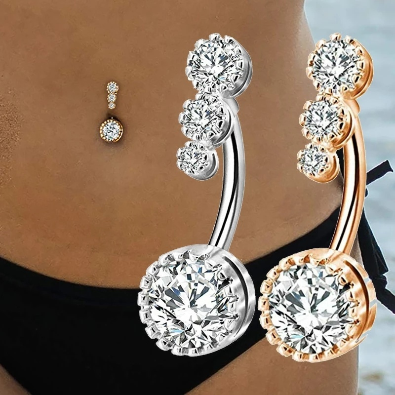 Crystal Belly Button Rings Navel Ring Barbell Drop Dangle Body Piercing ...