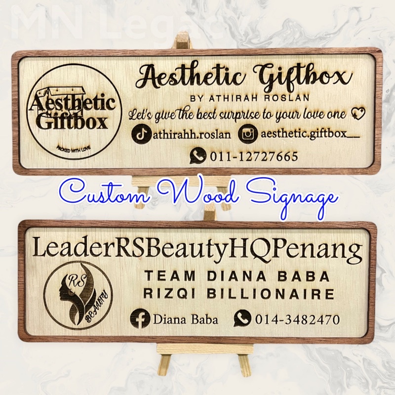 WOOD SIGNAGE / SIGNBOARD/ PLATE CUSTOM LASER ENGRAVE- Papan Tanda Kayu ...