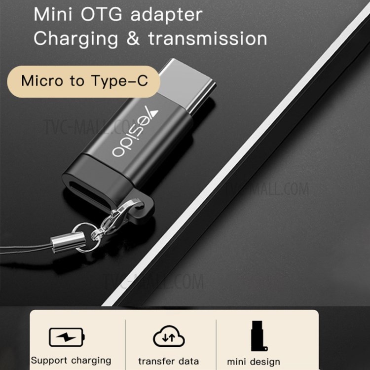 YESIDO GS04 Micro USB Female to Type-C Male OTG Connector Adapter with ...