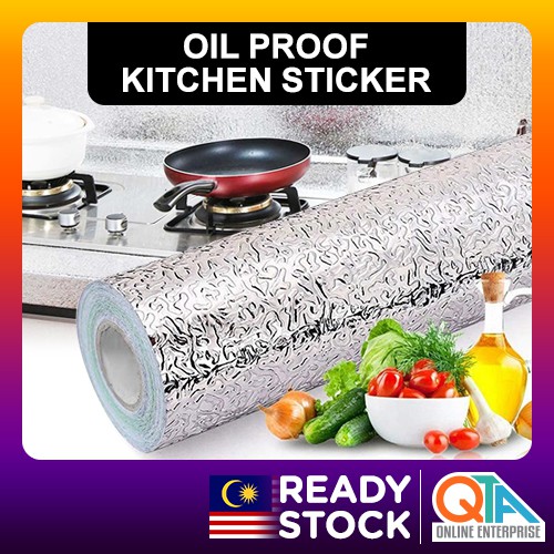 60x200cm Oil Proof Aluminium Foil Waterproof Sticker Kitchen Wallpaper ...