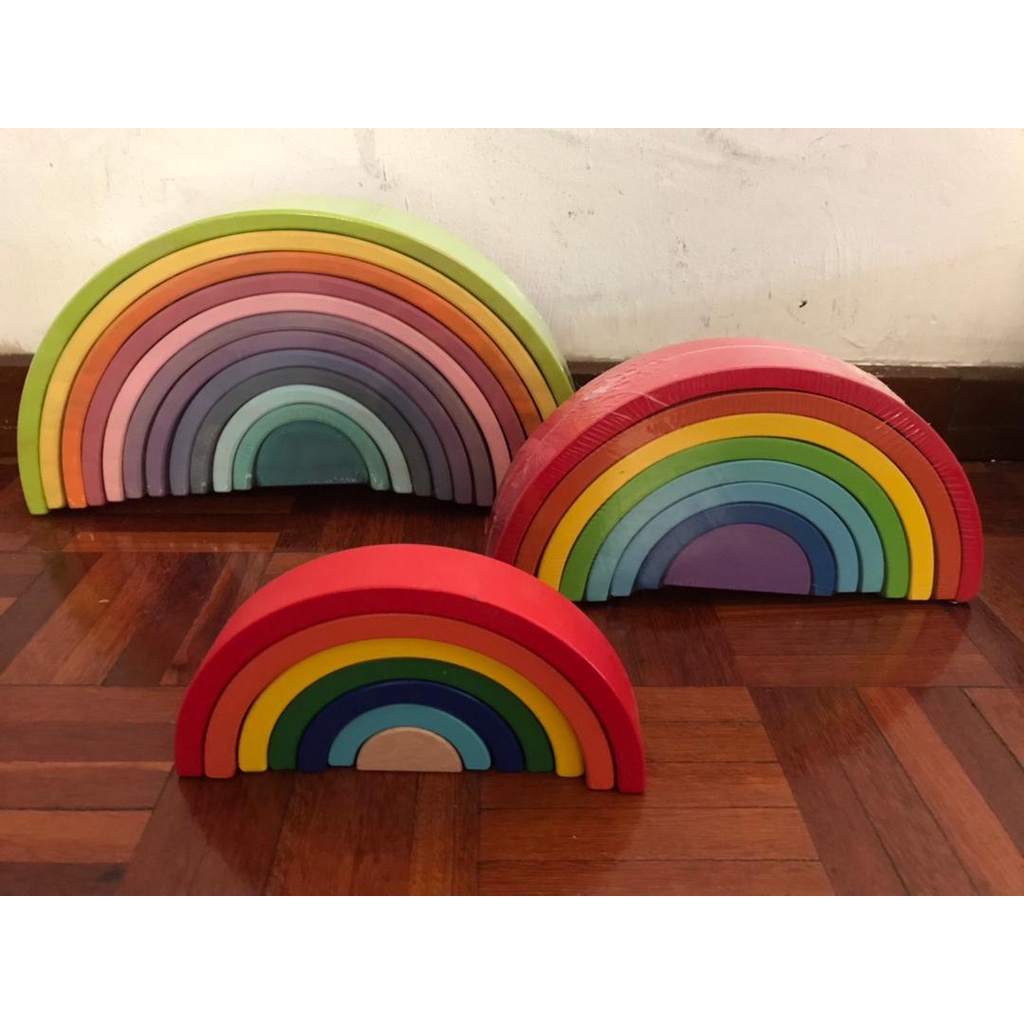 Wooden Rainbow Stacker (7psc,Small) | Shopee Malaysia