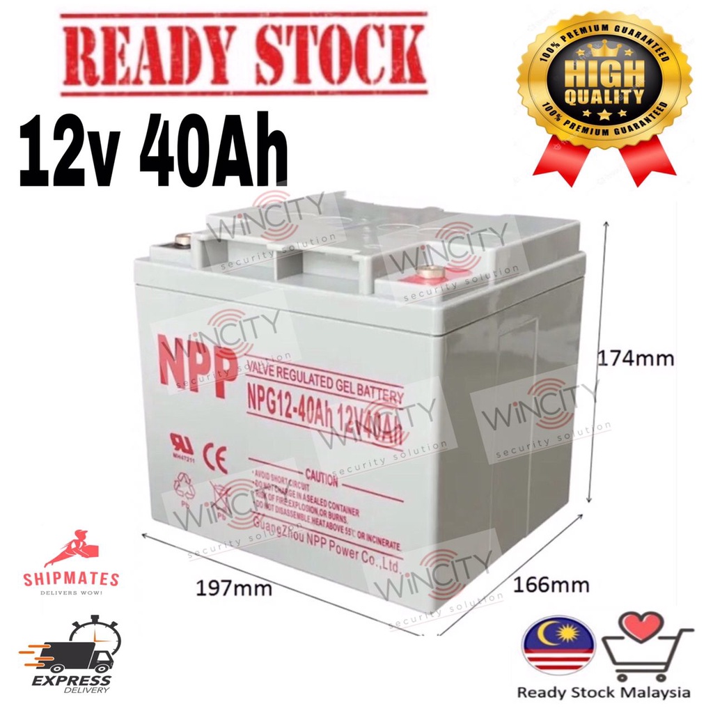 WSS NPP NPG 040 Solar Gel type DEEP CYCLE Battery NPG12-40AH 12V (Ready ...