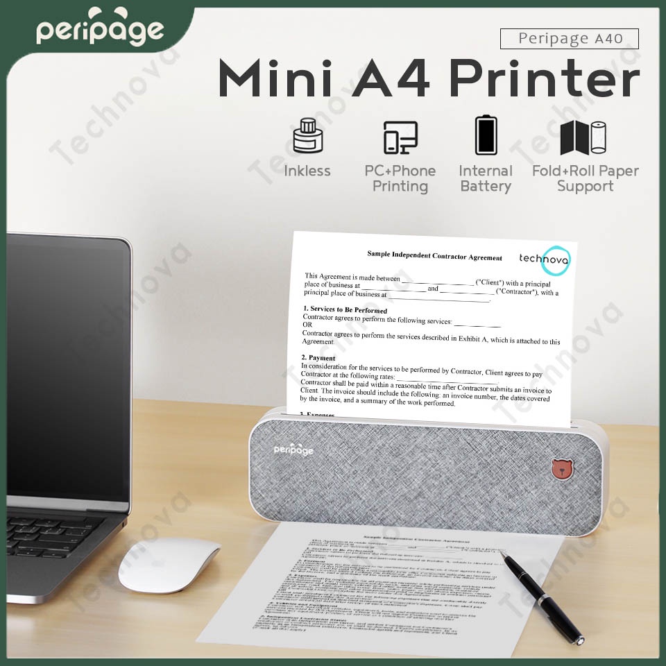 Peripage A4 Portable Thermal Printer Wireless Bluetooth Printer ...
