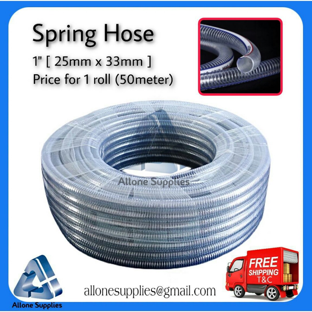 1''(25mmx33mm) Spring Hose [50meter] ,Vacuum Hose, Water Hose, Air Hose ...