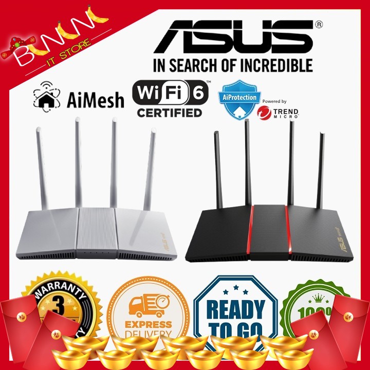 Ready Stock] ASUS Router RT-AX55 AX1800 Dual Band WiFi 6 Router AI-Mesh ...