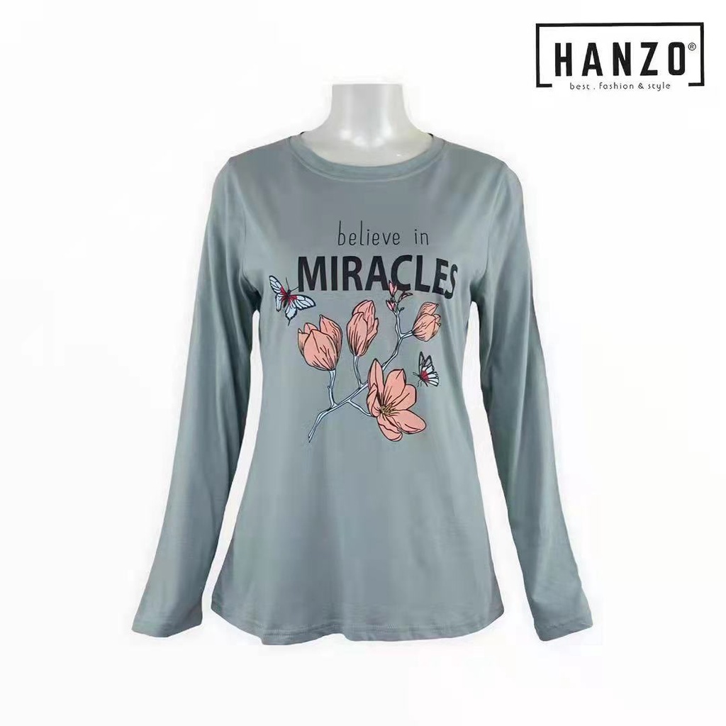 RGN BY HANZO Women Long Sleeve T-shirt Long Sleeve Graphic Tee Shirt MIRACLES -106959 | Shopee ...