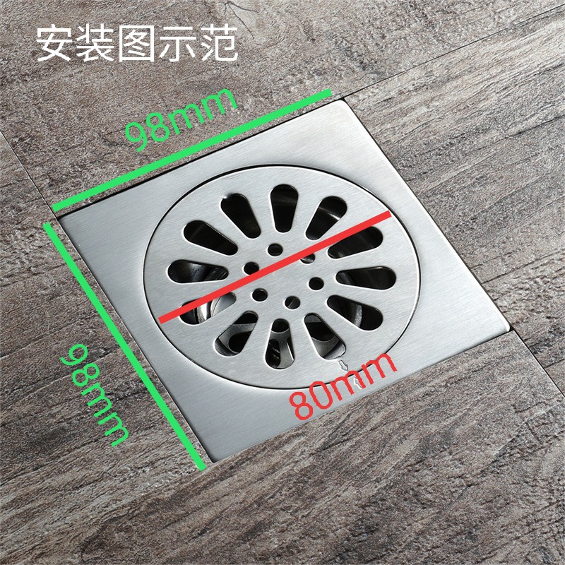 STAINLESS STEEL FLOOR TRAP 4"X4" FLOOR GRATING ANTI-ODOUR ANTI ...